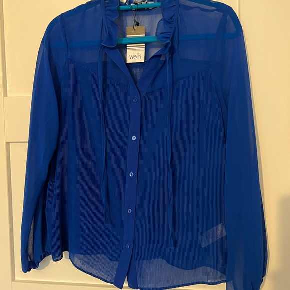 Wallis | Tops | Nwt Wallis Petite Pleated Ruffle Neck Blouse In Cobalt ...